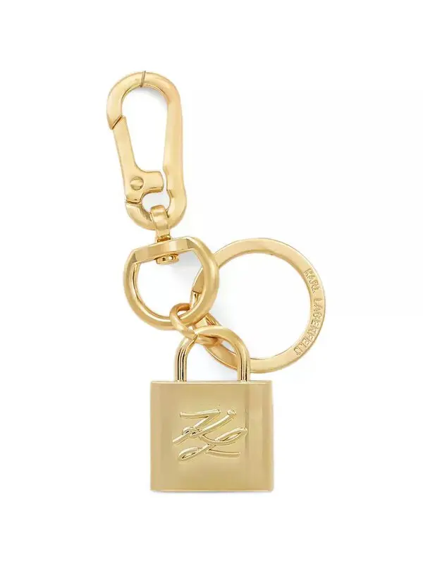 Karl Lagerfeld Padlock Logo-plaque Keyring - Gold