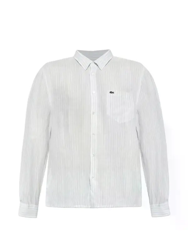 Lacoste Striped Linen Shirt - Blue
