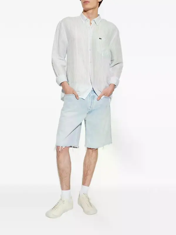 Lacoste Striped Linen Shirt - Blue