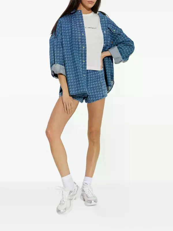 Perfect Moment Houndstooth Denim Shorts