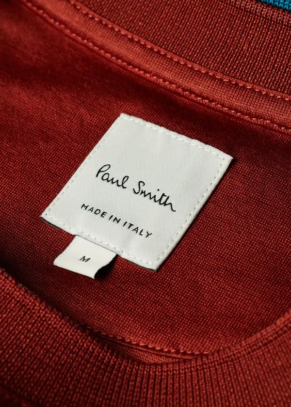Paul Smith Rust Red 'signature Stripe' Collar T-shirt - Orange