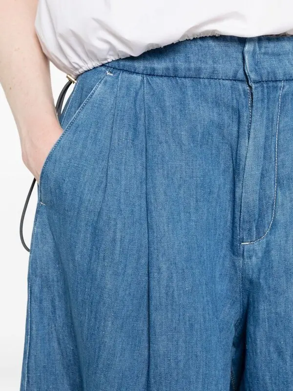 Max Mara Cotton And Linen Wide-leg Jeans - Blue