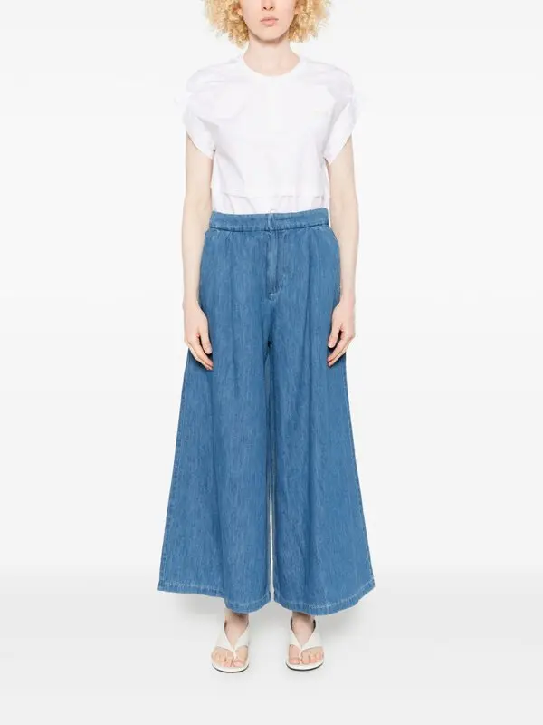 Max Mara Cotton And Linen Wide-leg Jeans - Blue