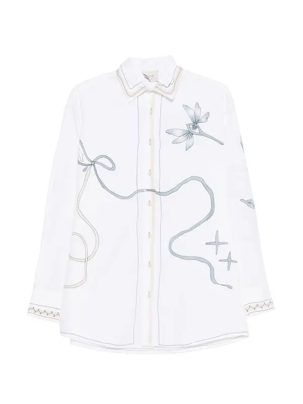 ALYSI Printed Cotton Shirt - White