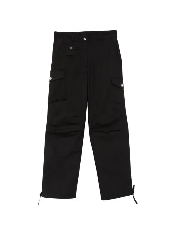 GANNI Cotton Cargo Trousers - Black