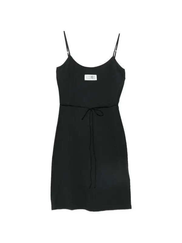 MAISON MARGIELA Spaghetti Strap Logo Patch Mini Dress - Black
