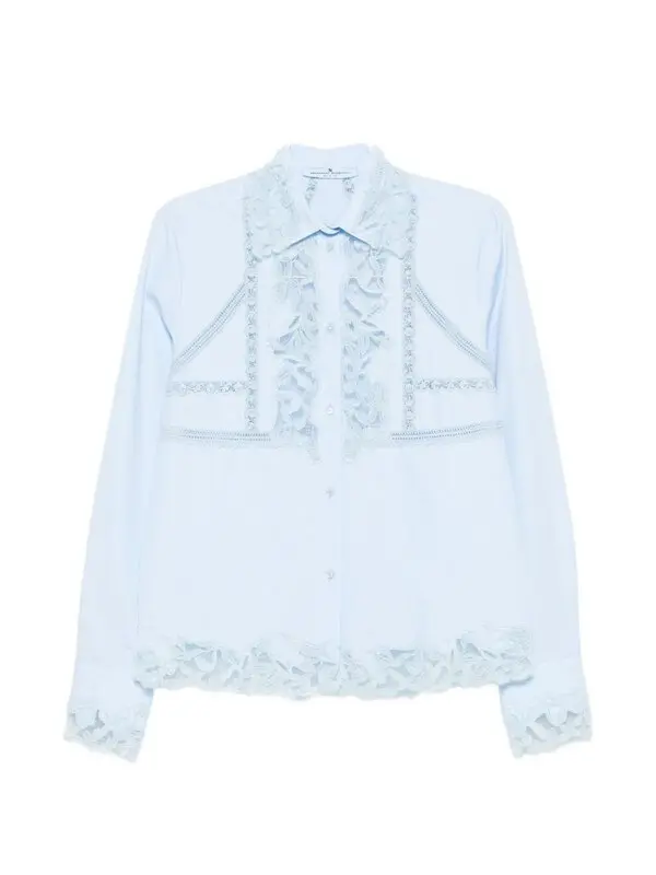 Ermanno Scervino Embroidered Cotton Shirt - Sky Blue
