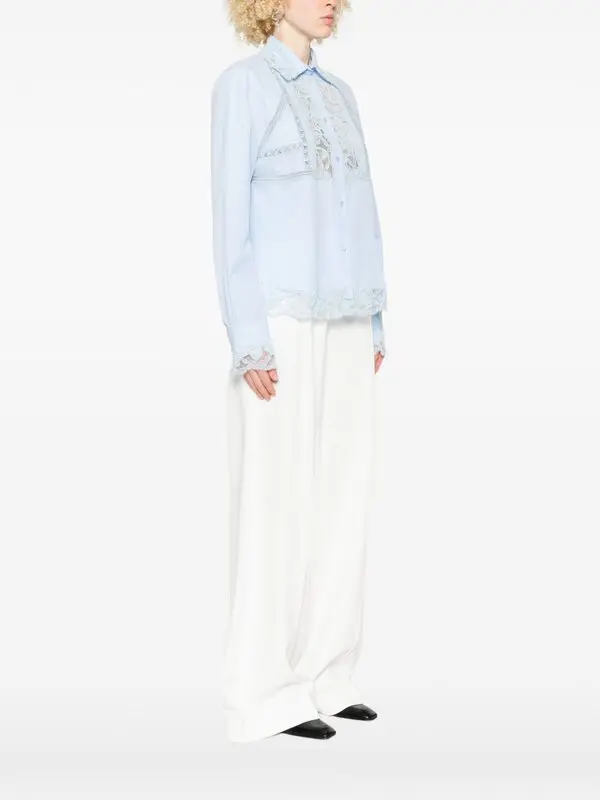 Ermanno Scervino Embroidered Cotton Shirt - Sky Blue