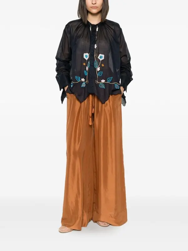 FORTE_FORTE Embroidered Cotton Shirt - Blue