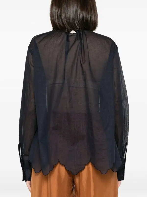 FORTE_FORTE Embroidered Cotton Shirt - Blue