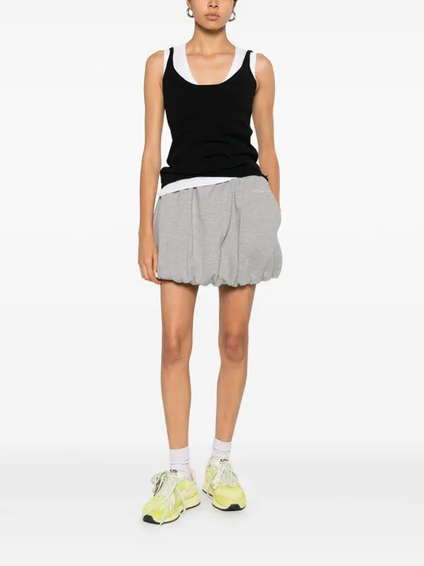 DUNST Cotton Bubble Hem Mini Skirt - Grey