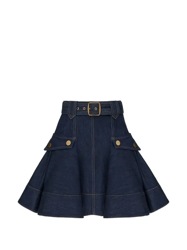 Zimmermann Denim Cargo Mini Skirt - Blue