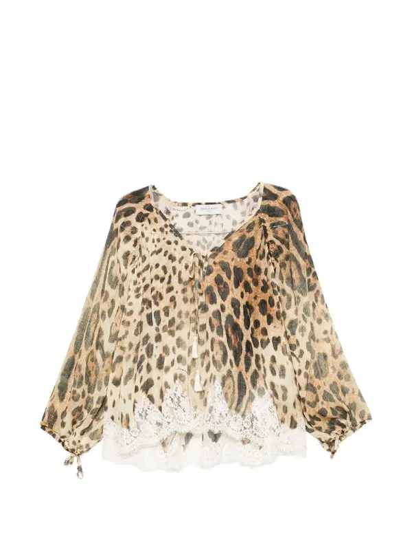 Ermanno Scervino Lace-detail Printed Blouse - Multi