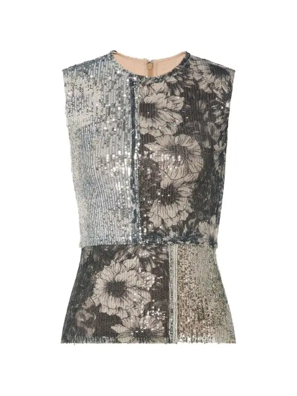MAISON MARGIELA Sequined Floral Top - Black