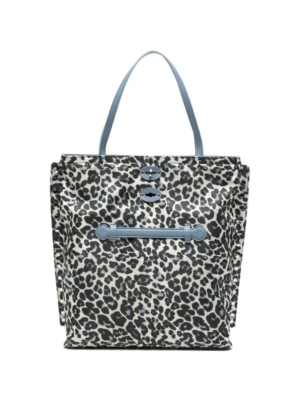 ZANELLATO A Spasso Leopard Print Studded Tote - Black