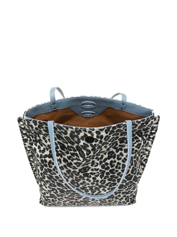 ZANELLATO A Spasso Leopard Print Studded Tote - Black