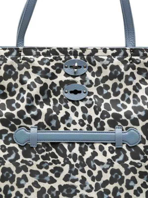 ZANELLATO A Spasso Leopard Print Studded Tote - Black