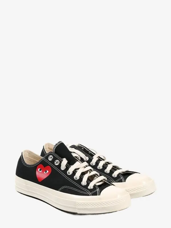 Play Comme Des Garcon Chuck Taylor Red Heart Sneakers - Black