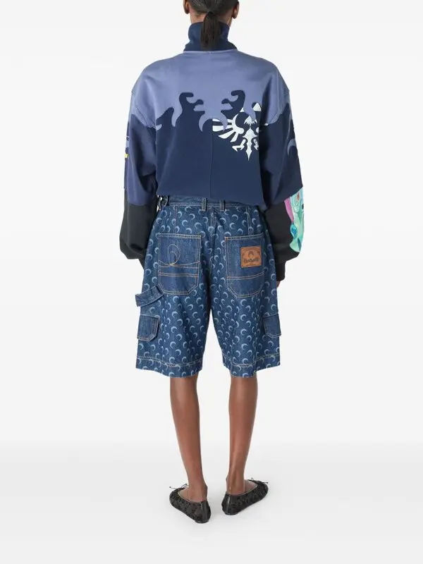 MARINE SERRE Moon Denim Bermuda Shorts - Blue