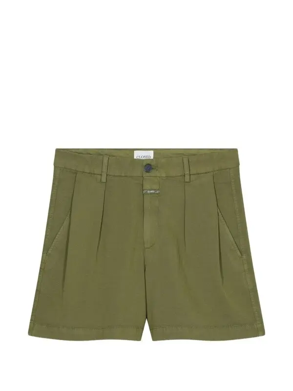 Closed Cotton And Linen Shorts - Green