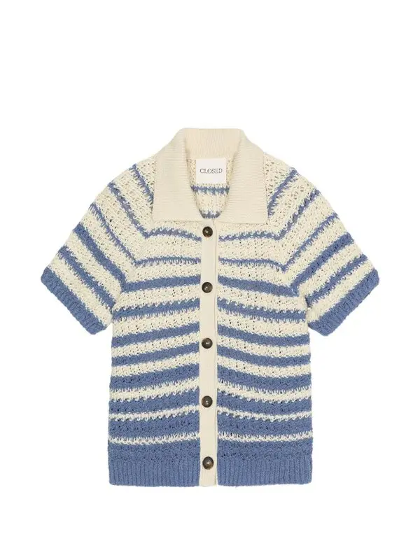 Closed Striped Cotton Cardigan - Blue