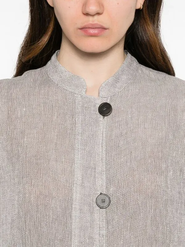 Emporio Armani Linen Buttoned Jacket - Grey