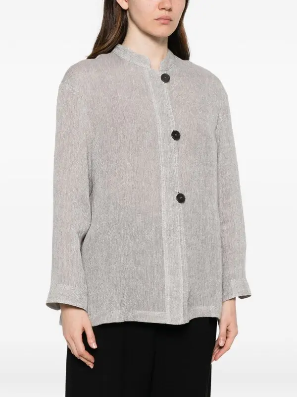 Emporio Armani Linen Buttoned Jacket - Grey