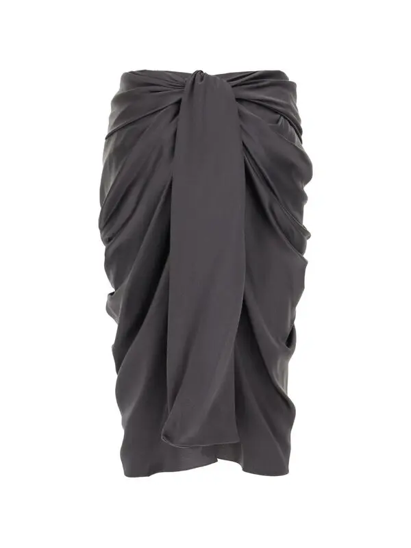 Chloé Silk Draped Midi Skirt - Black