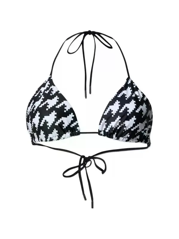 Perfect Moment Houndstooth-pattern Bikini Top - Black