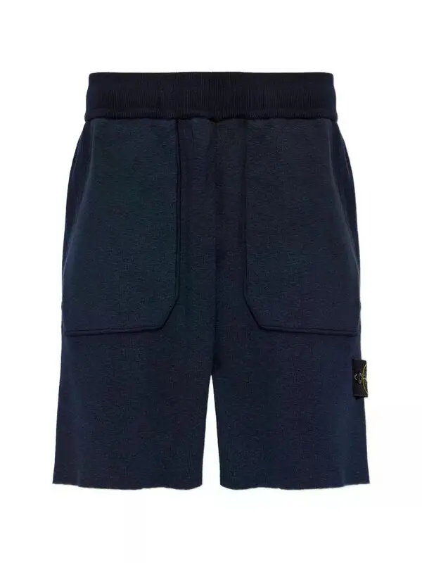 Stone Island Logo Patch Relaxed Fit Organic Cotton And Nylon Shorts