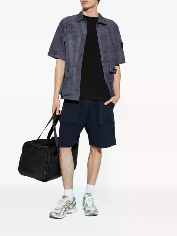 Stone Island Logo Patch Relaxed Fit Organic Cotton And Nylon Shorts