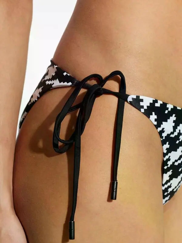 Perfect Moment Houndstooth Print Side-tie Bikini Bottoms