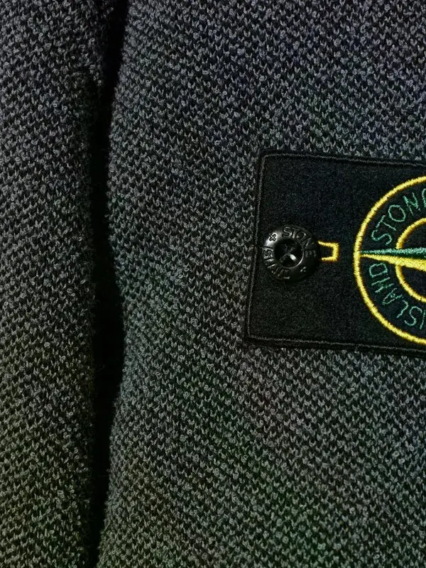 Stone Island Logo-patch Zip-up Cardigan - Grey
