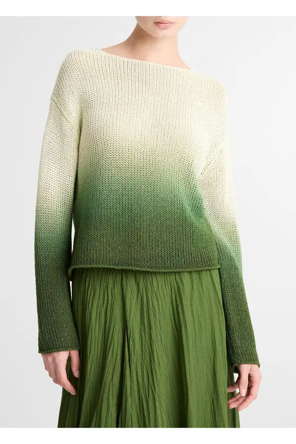 Vince Dip-dye Italian Coated Cotton-blend Sweater - Green