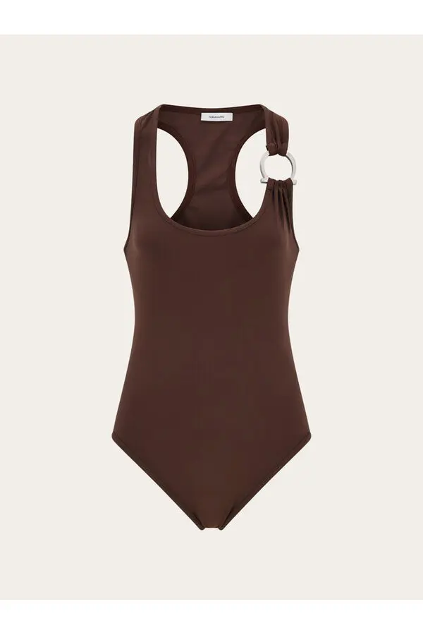 FERRAGAMO Gancini One-piece Swimsuit - Brown