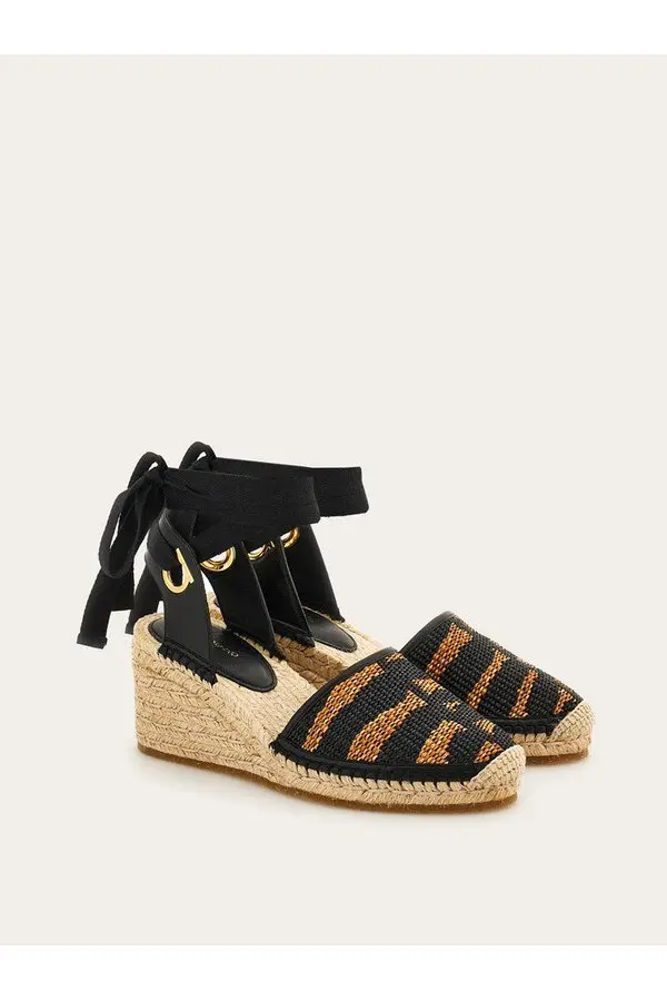 FERRAGAMO Woven Raffia Espadrilles