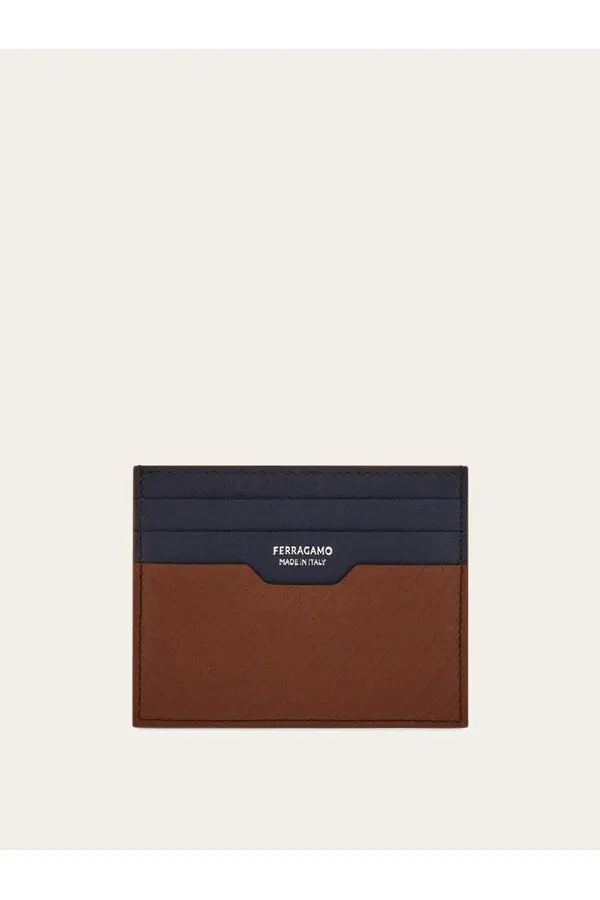 FERRAGAMO Monogram Credit Card Holder - Navy