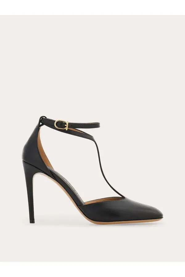 FERRAGAMO T-strap Stiletto Pump - Black