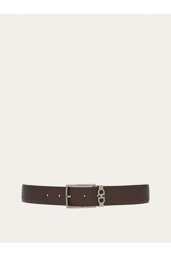 FERRAGAMO Reversible And Adjustable Gancini Belt - Black