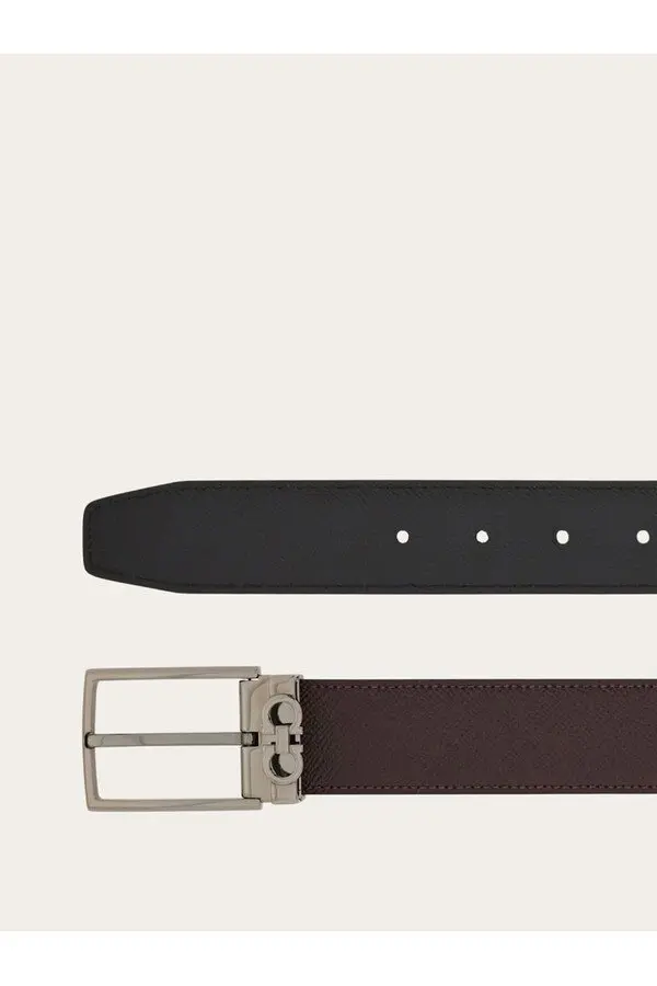 FERRAGAMO Reversible And Adjustable Gancini Belt - Black