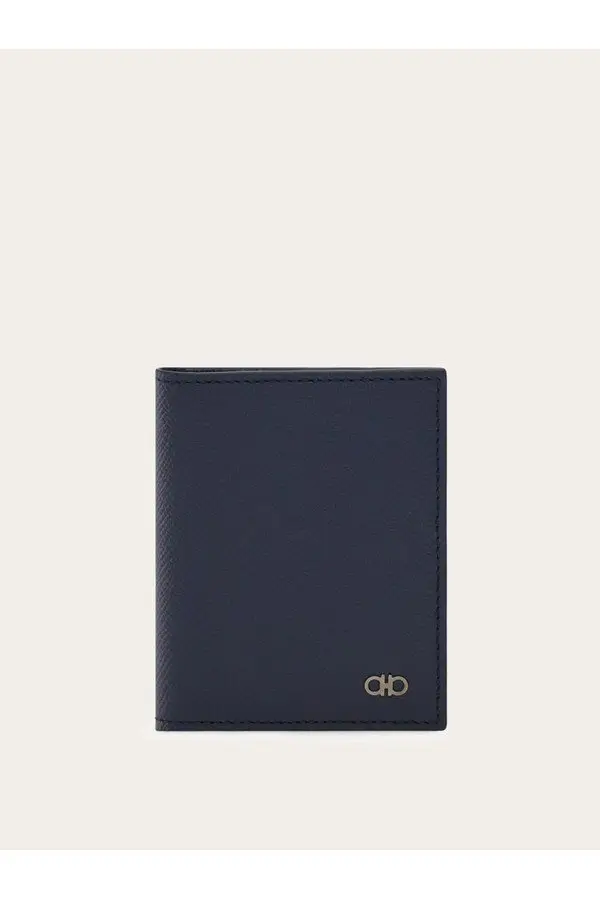 FERRAGAMO Gancini Credit Card Holder - Navy