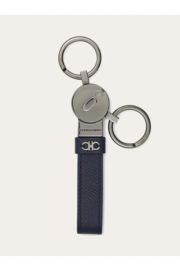 FERRAGAMO Gancini Key Holder - Navy