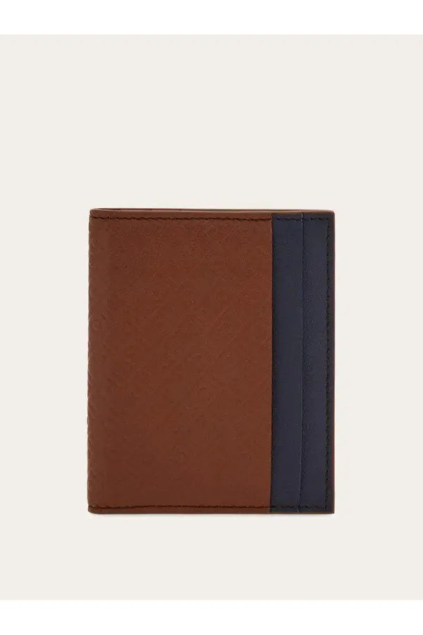 FERRAGAMO Monogram Credit Card Holder - Navy