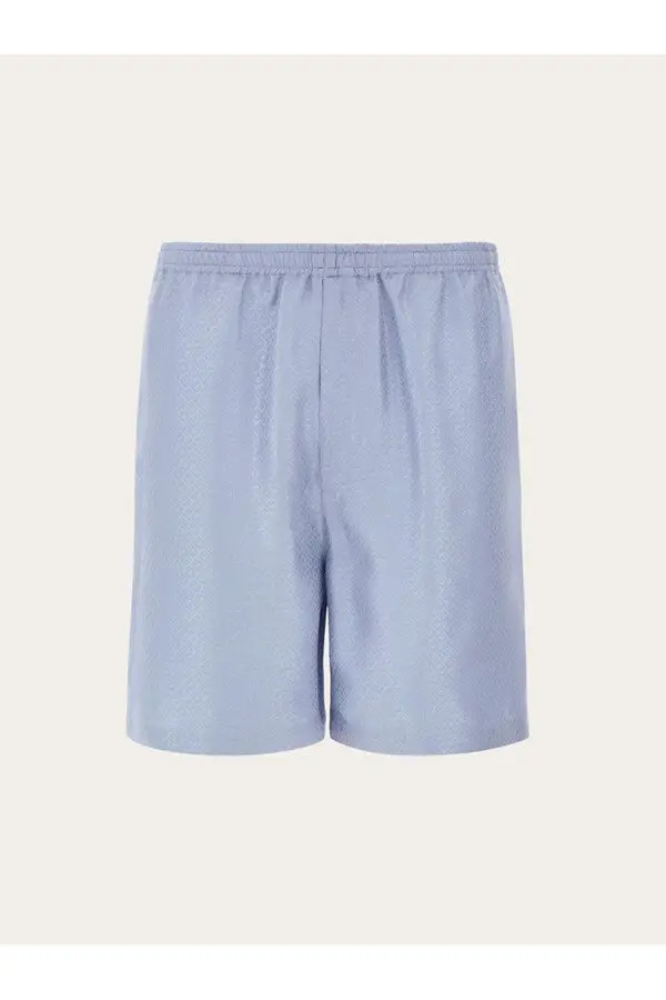 FERRAGAMO Silk Bermuda Shorts - Denim