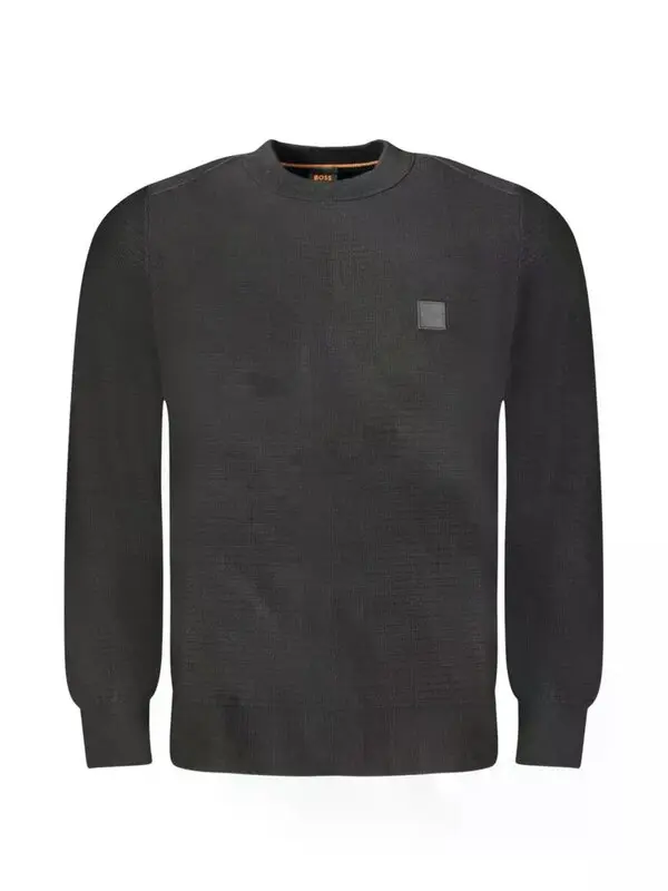 BOSS Logo-patch Waffle-knit Sweater