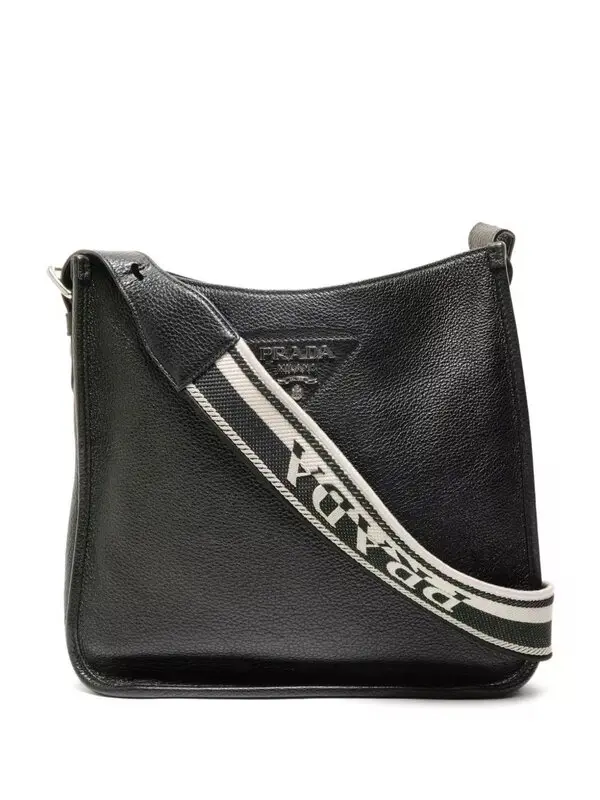 Prada Logo-plaque Shoulder Bag - Black
