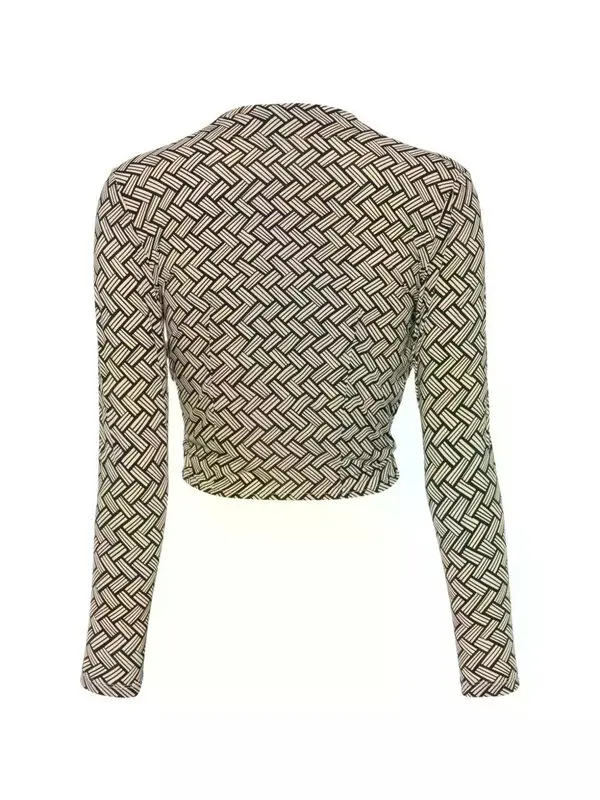 SIYU Geometric-pattern Tie-front Blouse - Neutrals