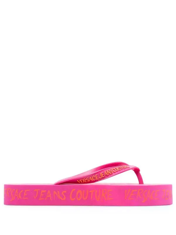 Versace Couture-print Flatform Flip Flops