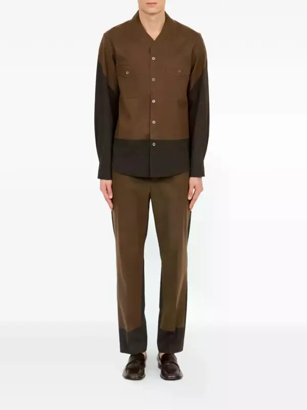 MAISON MARGIELA Two-tone Button-down Patch-pocket Shirt