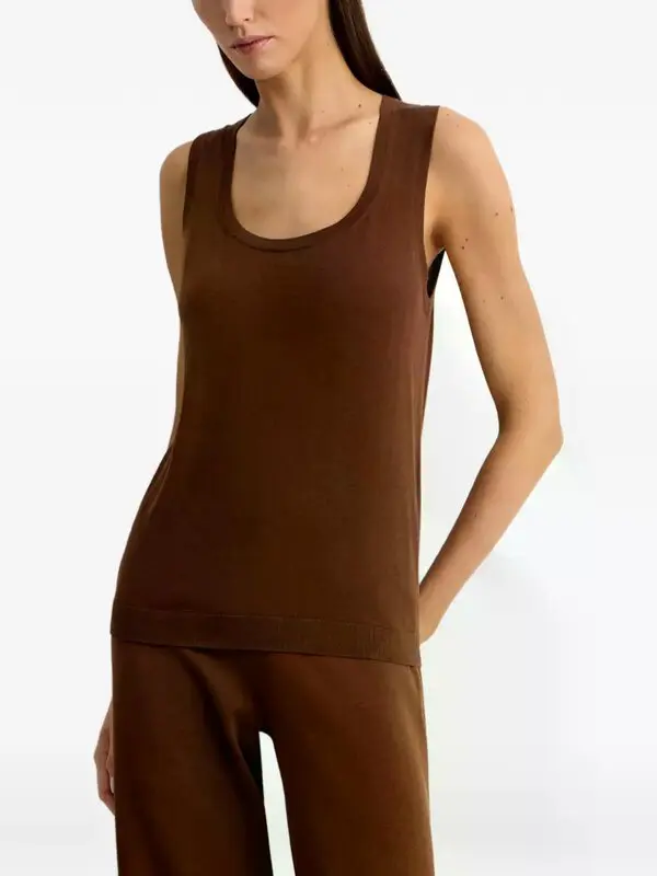 12 STOREEZ Scoop Neck Sleeveless Tank - Brown